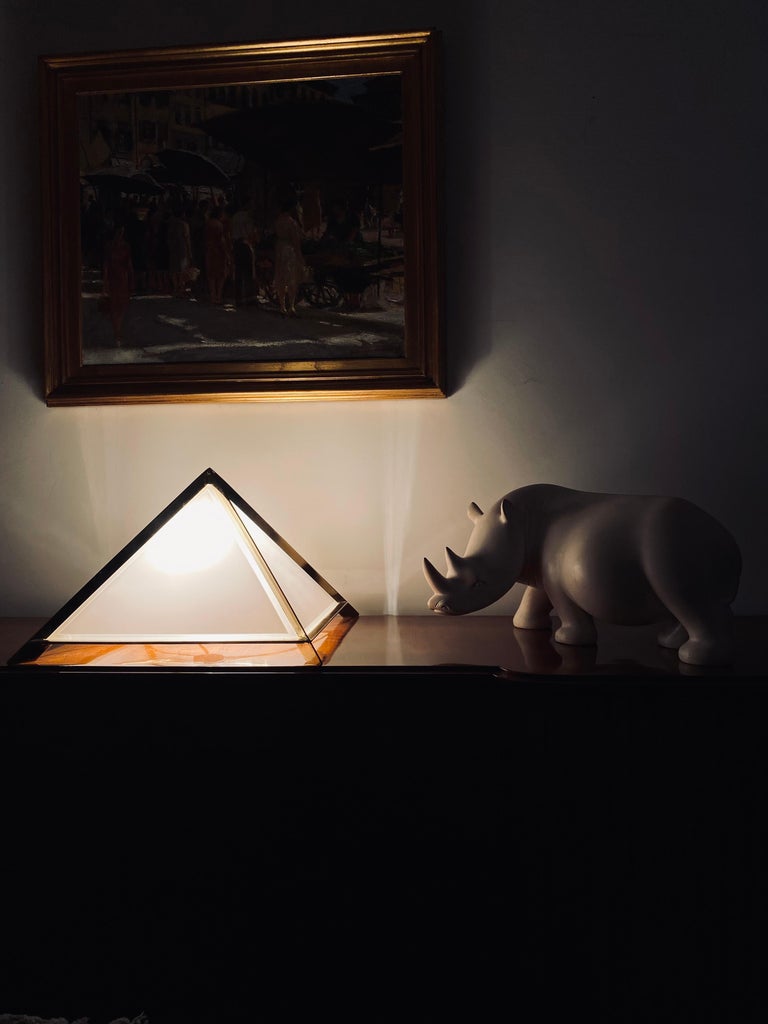 Golden Brass Pyramidal Table Lamp, Christos, Italy, 1970 For Sale at ...