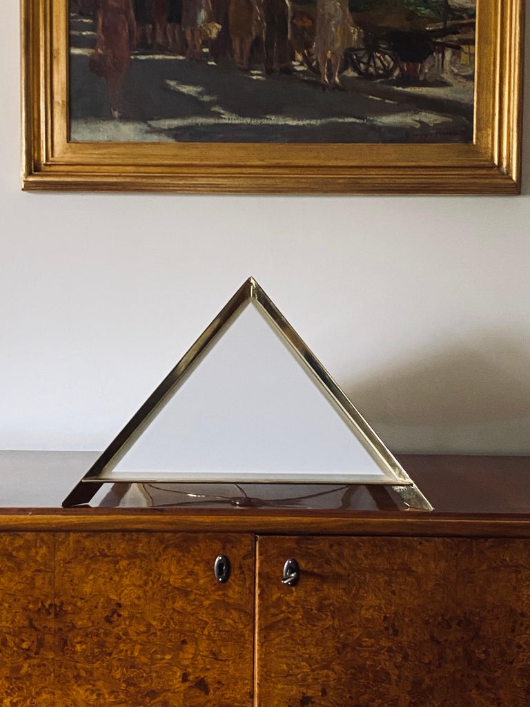 Golden Brass Pyramidal Table Lamp, Christos, Italy, 1970 For Sale at ...
