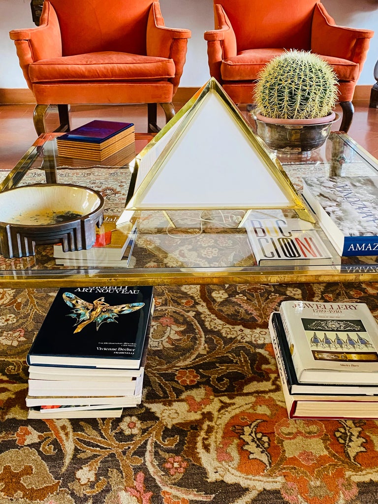 Golden Brass Pyramidal Table Lamp, Christos, Italy, 1970 For Sale at ...