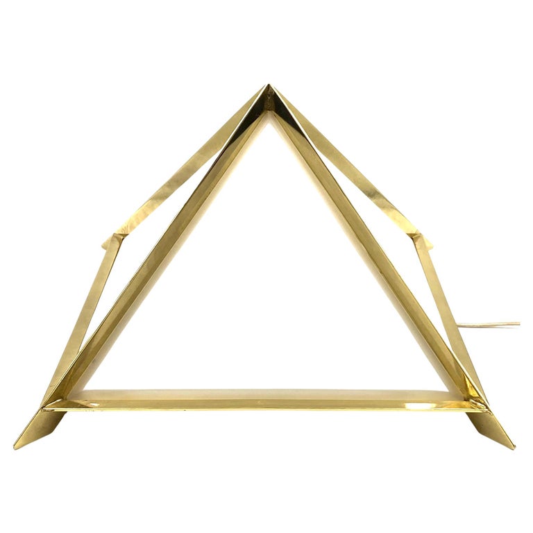 Golden Brass Pyramidal Table Lamp, Christos, Italy, 1970 For Sale at ...