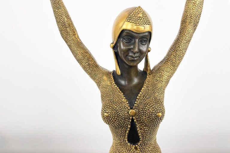 Golden Bronze Sculpture, Dancer "Dourga" by D.H. Chiparus at 1stDibs