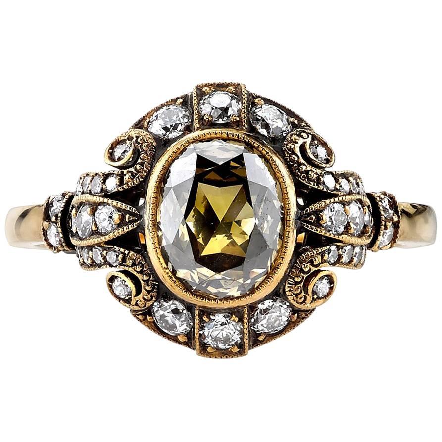 Golden Brown Diamond Engagement Ring at 1stDibs
