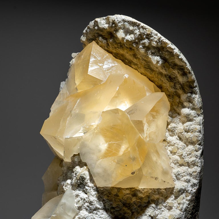 Golden Calcite Crystals on Gyrolite from Pune District, Maharashtra ...