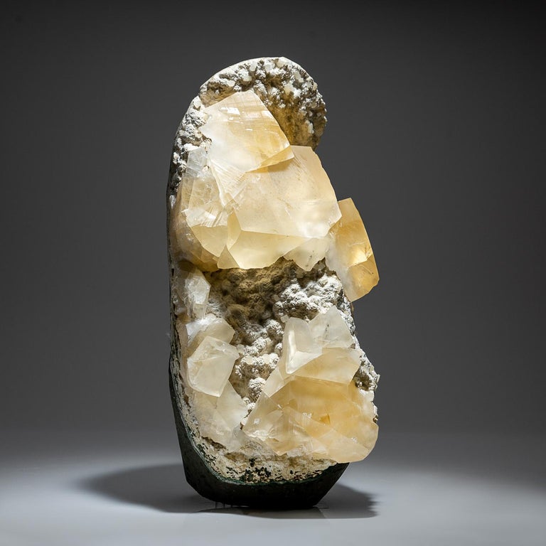 Golden Calcite Crystals on Gyrolite from Pune District, Maharashtra ...