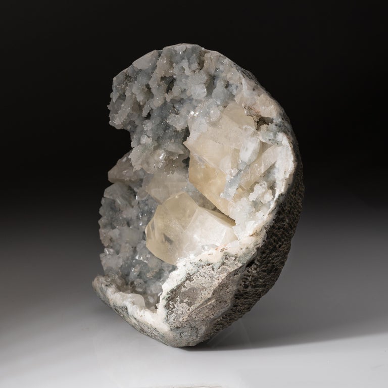 Golden Calcite Mineral with Apophyllite Geode From Nasik District ...