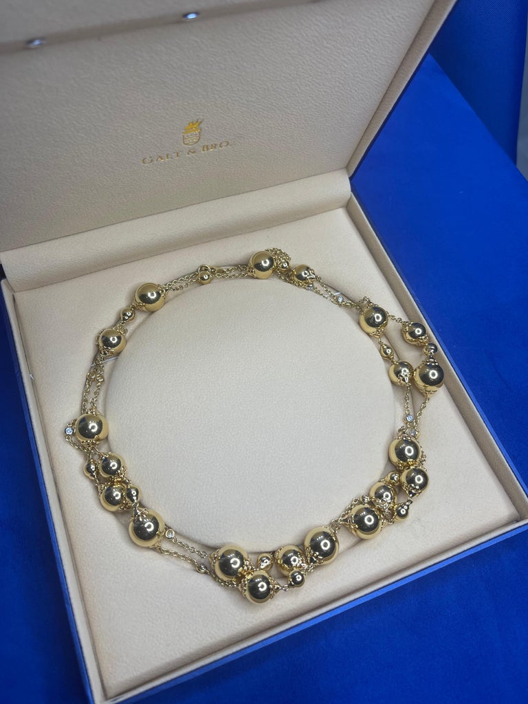 Golden Celestial Planets Spheres Globes Diamonds 18k Yellow Gold Long ...