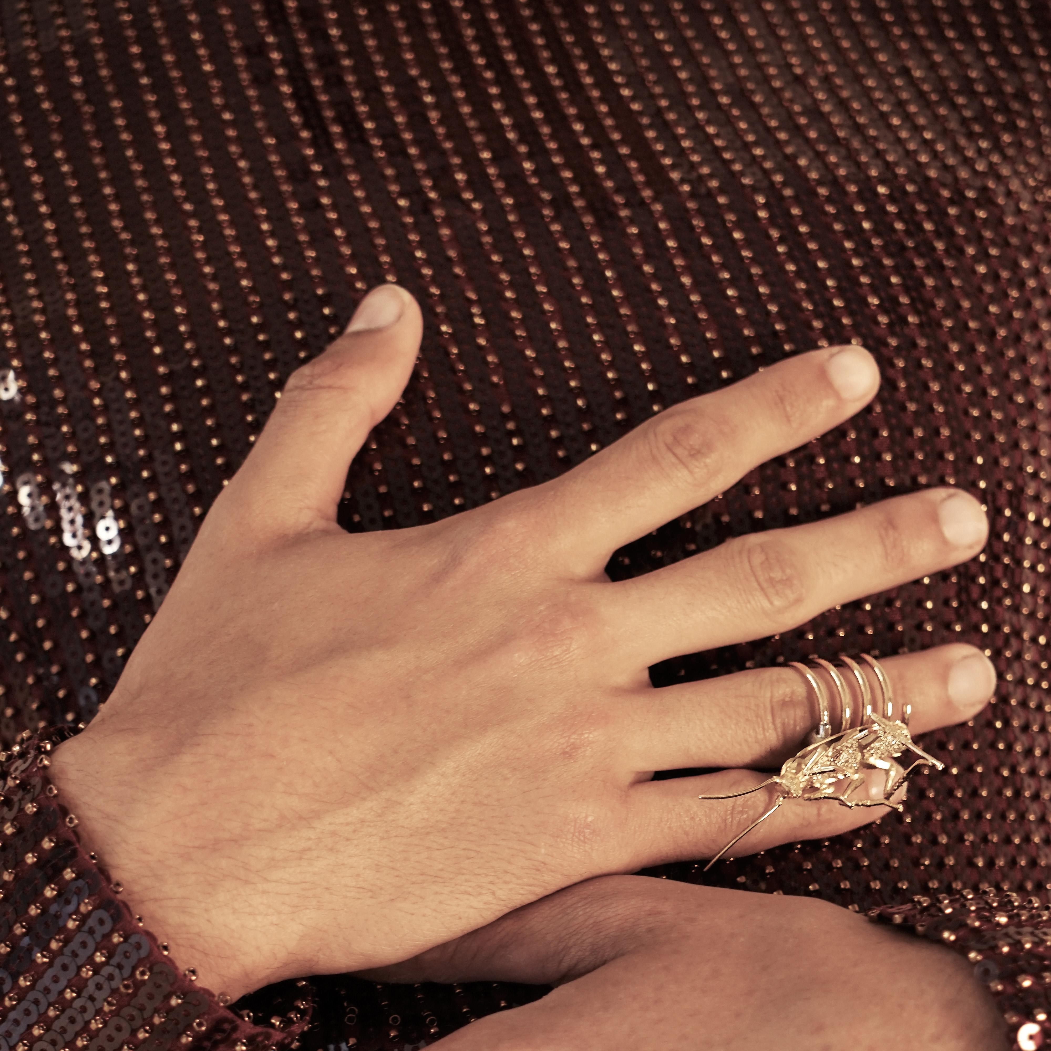 Golden cocktail ring with realistic nature, 18k Yellow Gold For Sale at ...