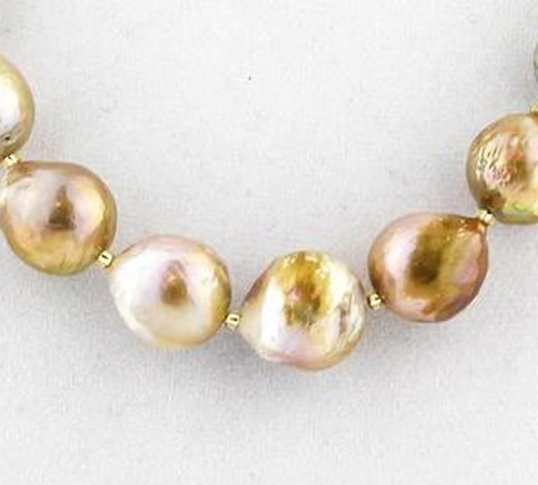 Golden color Wrinkle Pearls necklace at 1stDibs | colored pearls necklace