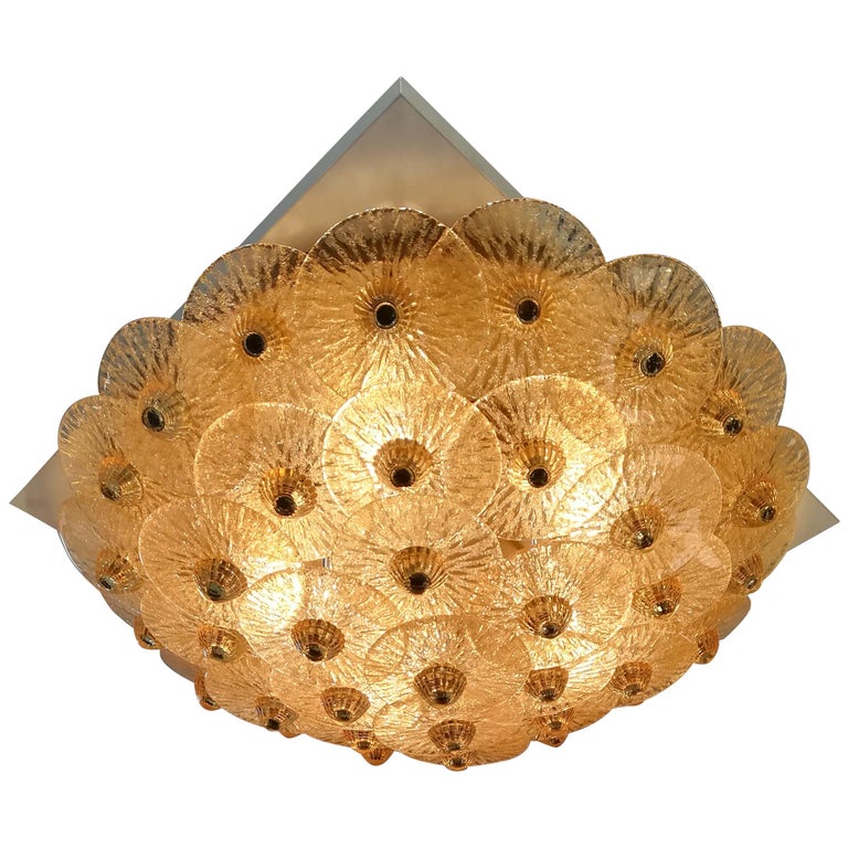 Golden Crystal Ceiling Light at 1stDibs