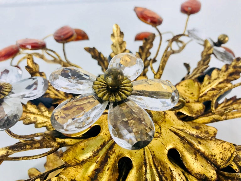 Golden Florentine Flower Shape Flush Mount by Banci Firenze, Italy ...