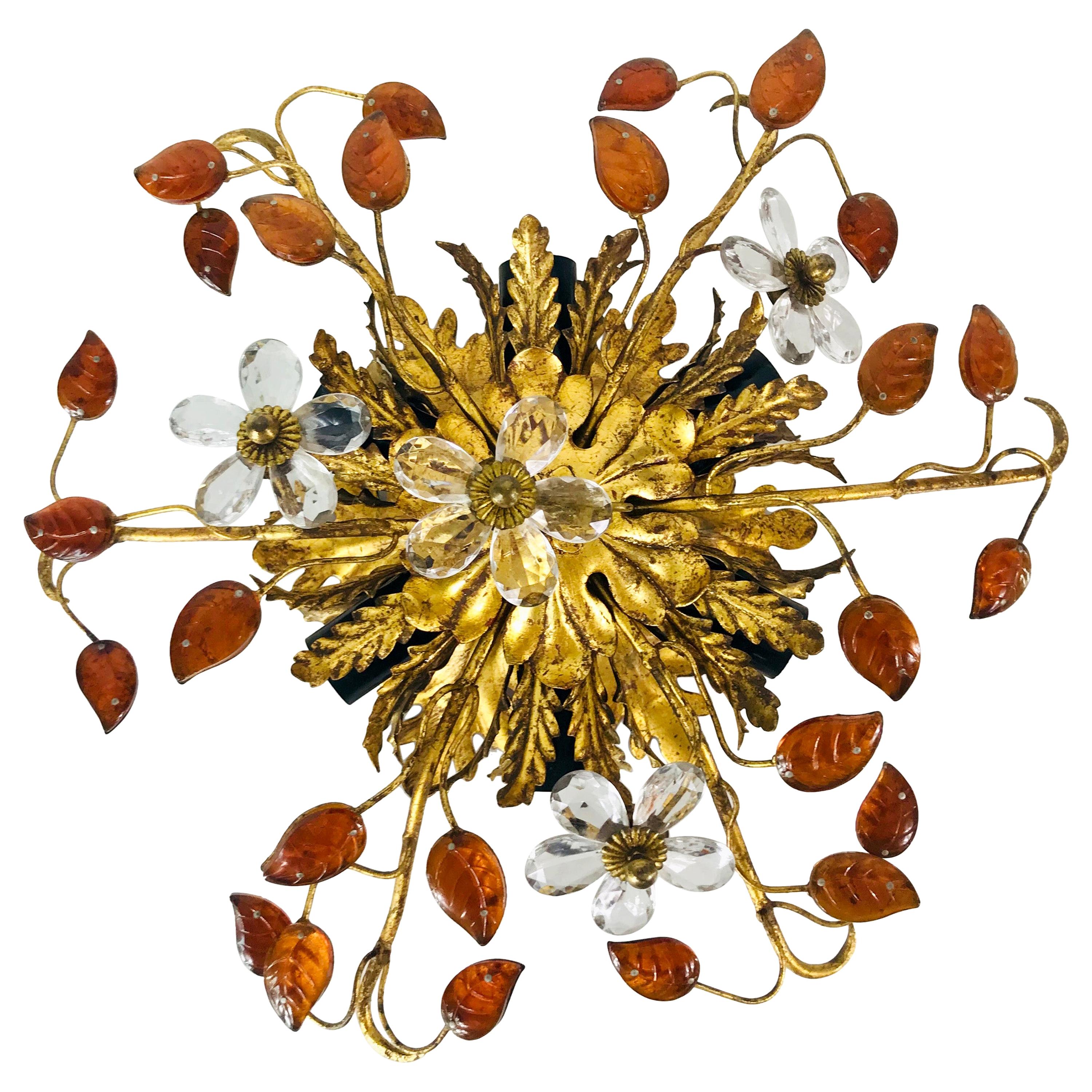 Banci Firenze Florentine Ceiling Light with Murano Flowers at 1stDibs