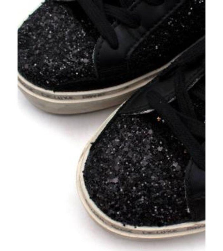 Golden Goose Black Glitter Superstar Sneakers For Sale at 1stDibs