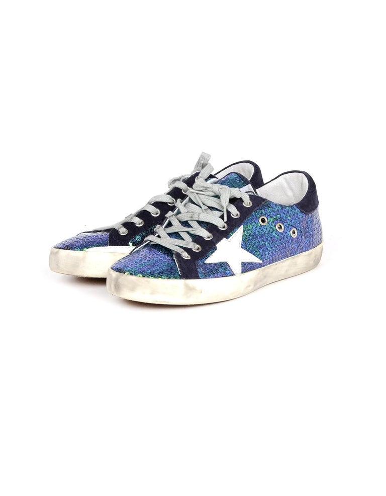 Golden Goose Deluxe Brand '17 Blue/Green Sequin Low-Top All Star ...