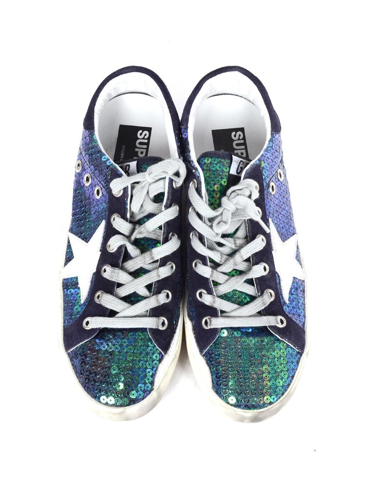 Golden Goose Deluxe Brand '17 Blue/Green Sequin Low-Top All Star ...