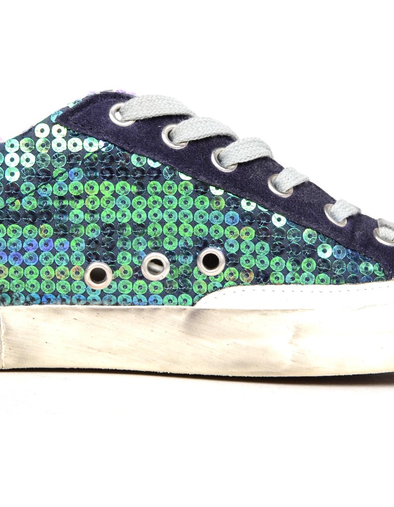 Golden Goose Deluxe Brand '17 Blue/Green Sequin Low-Top All Star ...