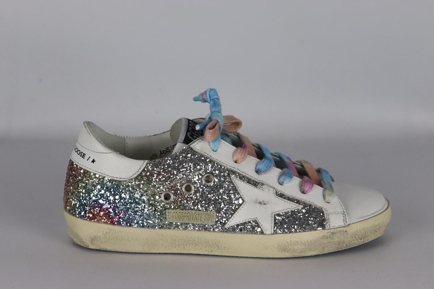 Golden Goose Deluxe Brand Superstar Glittered Leather Sneakers Eu 38 Uk ...