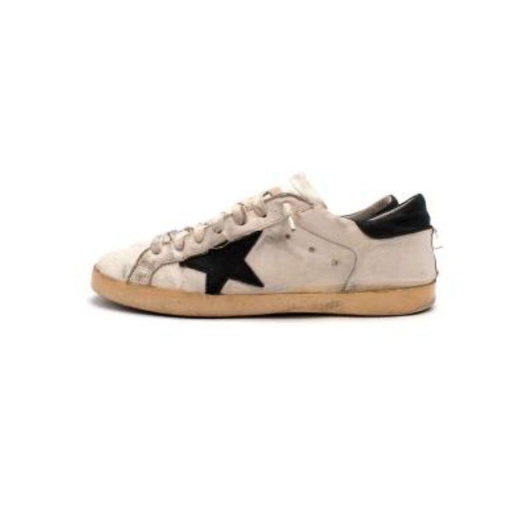 Golden Goose Distressed White Superstar Sneakers For Sale at 1stDibs