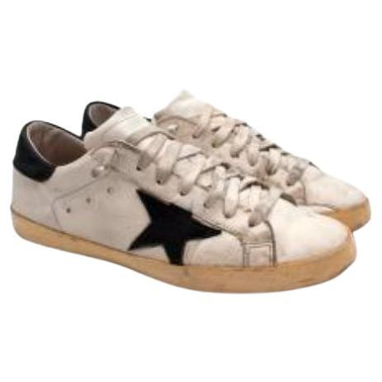 Golden Goose Distressed White Superstar Sneakers For Sale at 1stDibs