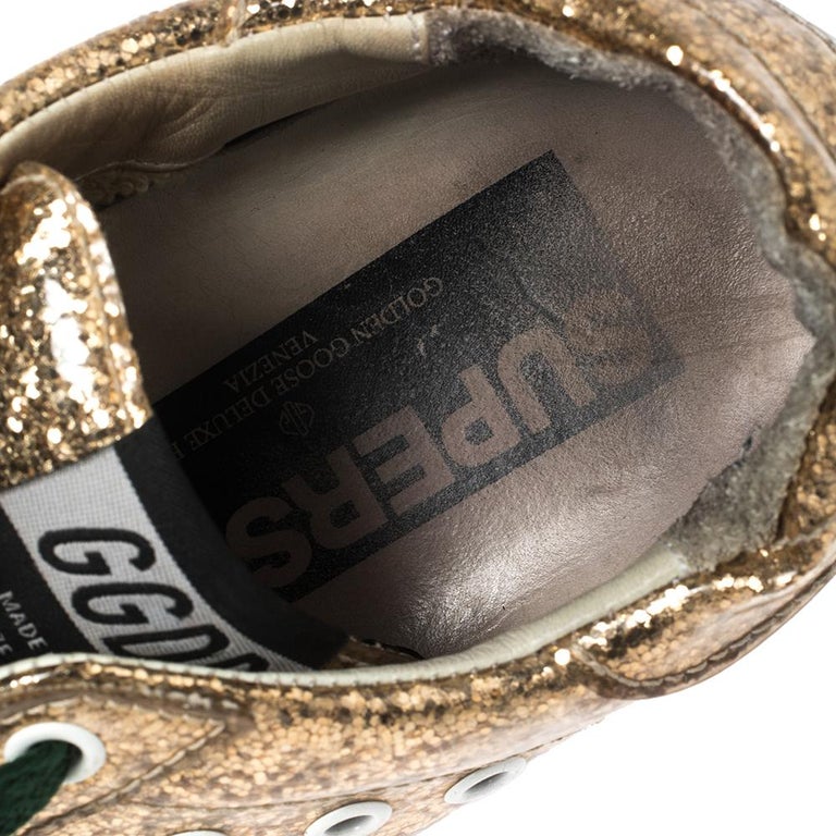 Golden Goose Gold Glitter And PVC Superstar Sneakers Size 37 at 1stDibs