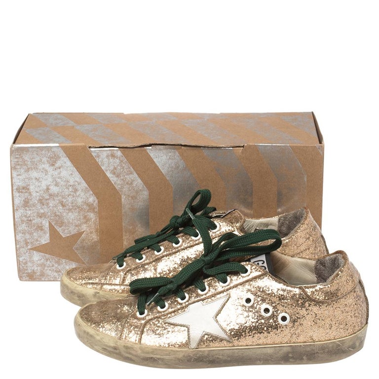 Golden Goose Gold Glitter And PVC Superstar Sneakers Size 37 at 1stDibs