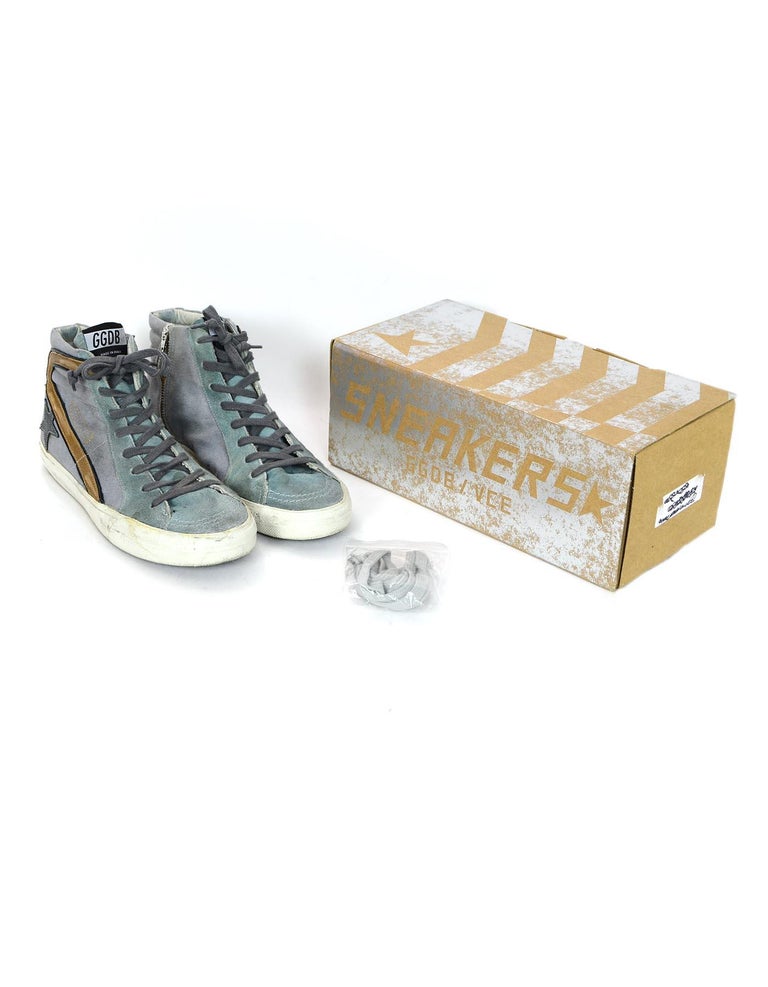 Golden Goose Green/Blue Zip High Top Skate Sneakers W/ Laces and Box Sz ...