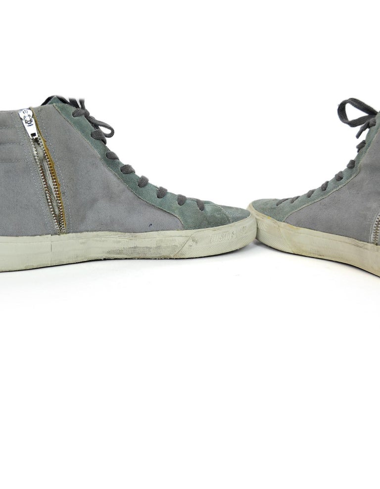 Golden Goose Green/Blue Zip High Top Skate Sneakers W/ Laces and Box Sz ...