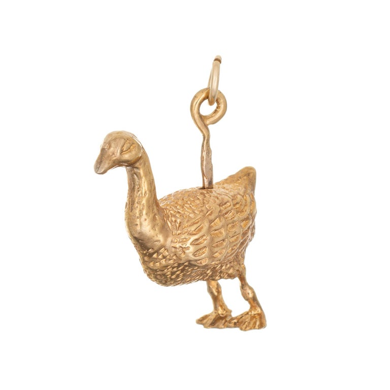 Golden Goose Laying Egg Charm Vintage 14k Yellow Gold Pendant Fine ...