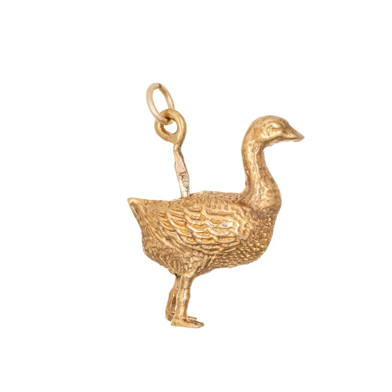 Golden Goose Laying Egg Charm Vintage 14k Yellow Gold Pendant Fine ...