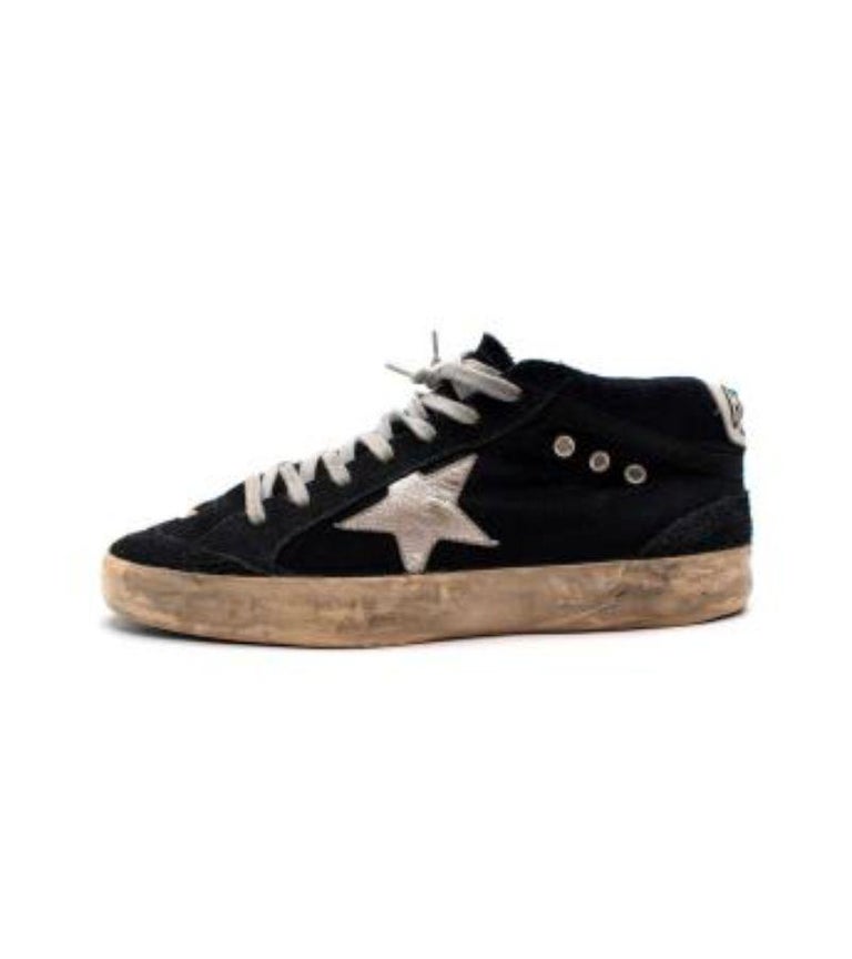 Golden Goose Navy Distressed Suede and Canvas High Top Trainers For ...