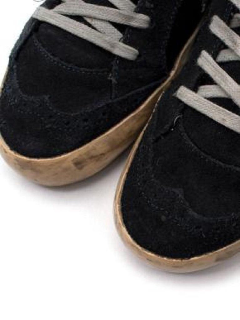 Golden Goose Navy Distressed Suede and Canvas High Top Trainers For ...