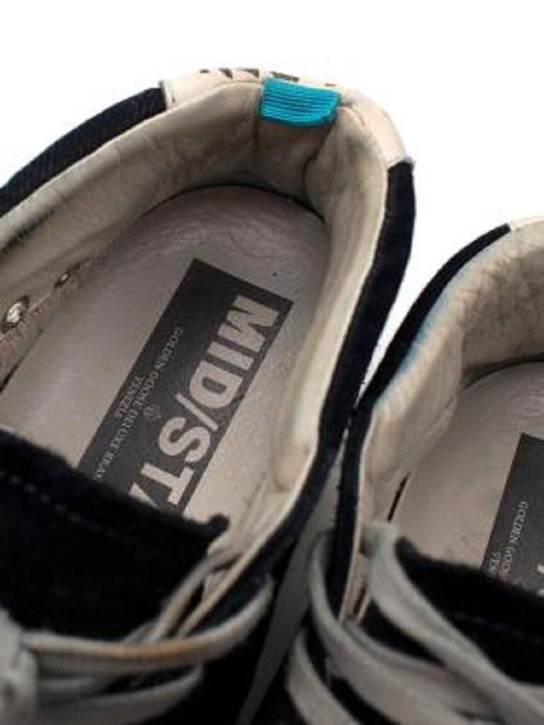 Golden Goose Navy Distressed Suede and Canvas High Top Trainers For ...