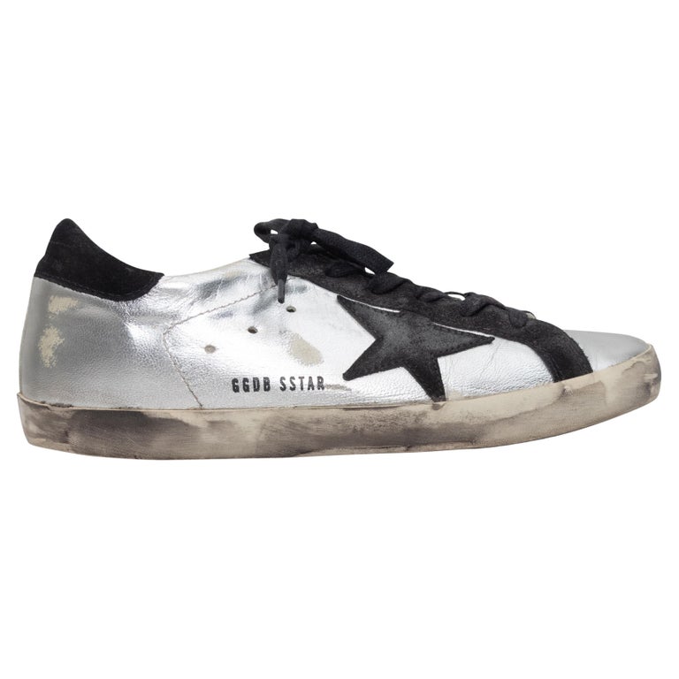 Golden Goose Silver and Black Golden Goose Low-Top Sneakers For Sale at ...