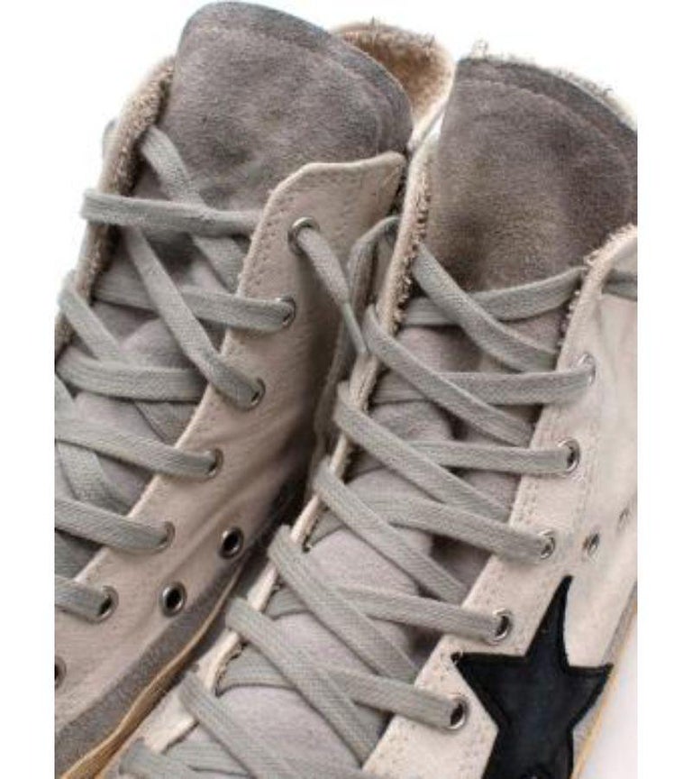 Golden Goose White and Grey Superstar High Tops For Sale at 1stDibs