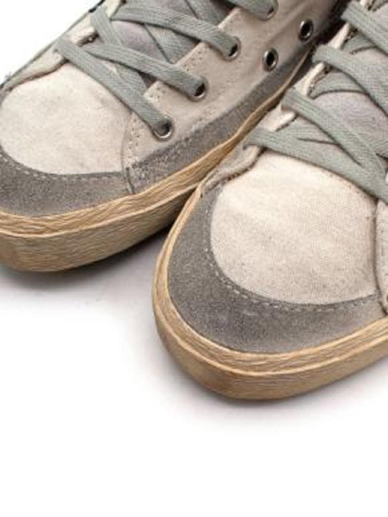 Golden Goose White and Grey Superstar High Tops For Sale at 1stDibs