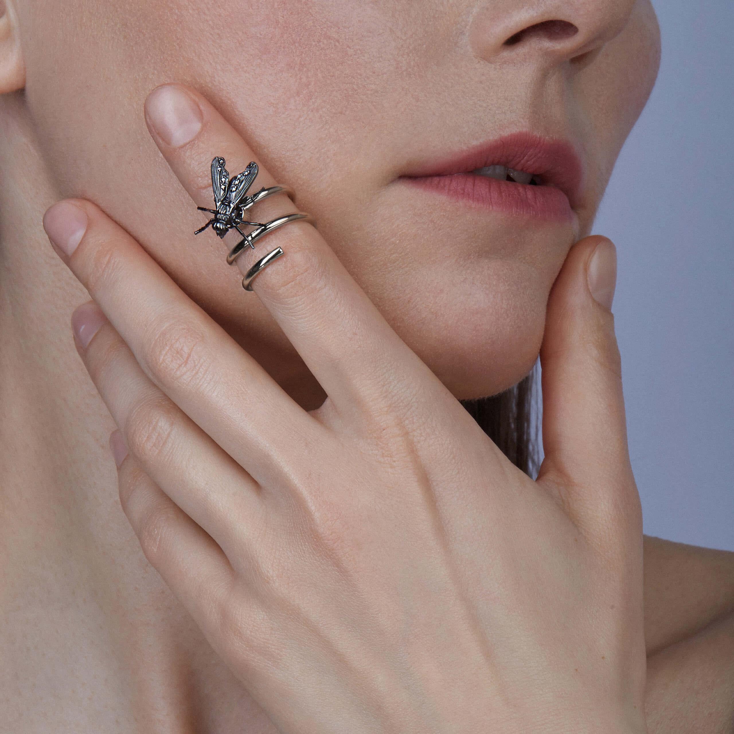 Contemporary Golden Insect Ring For Sale at 1stDibs