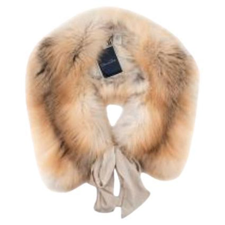 Golden Island Fox Stole with Silk Bow For Sale at 1stDibs