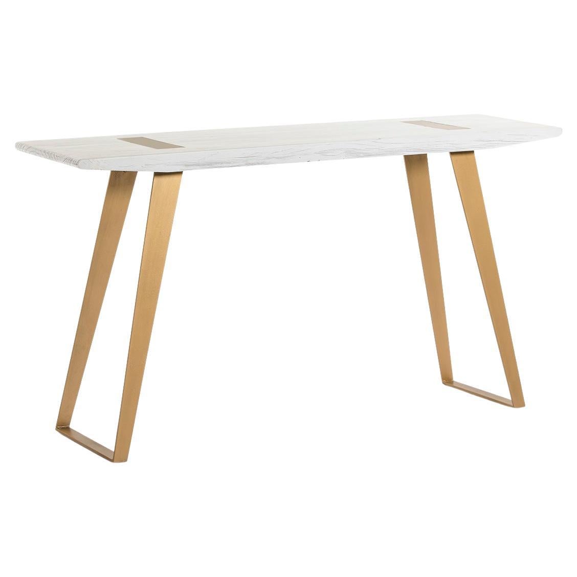 Wood, Leather And Metal Console Table by Thai Natura For Sale at 1stDibs