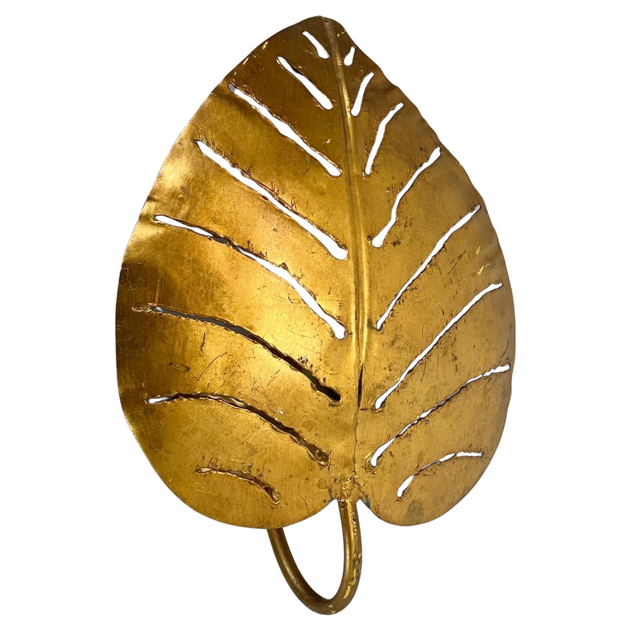 golden metal "monstera" Leaf Wall Light Sconce by MAISON JANSEN, France ...