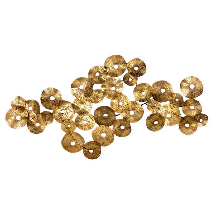 Golden Metal Wall Sculpture by Thai Natura For Sale at 1stDibs