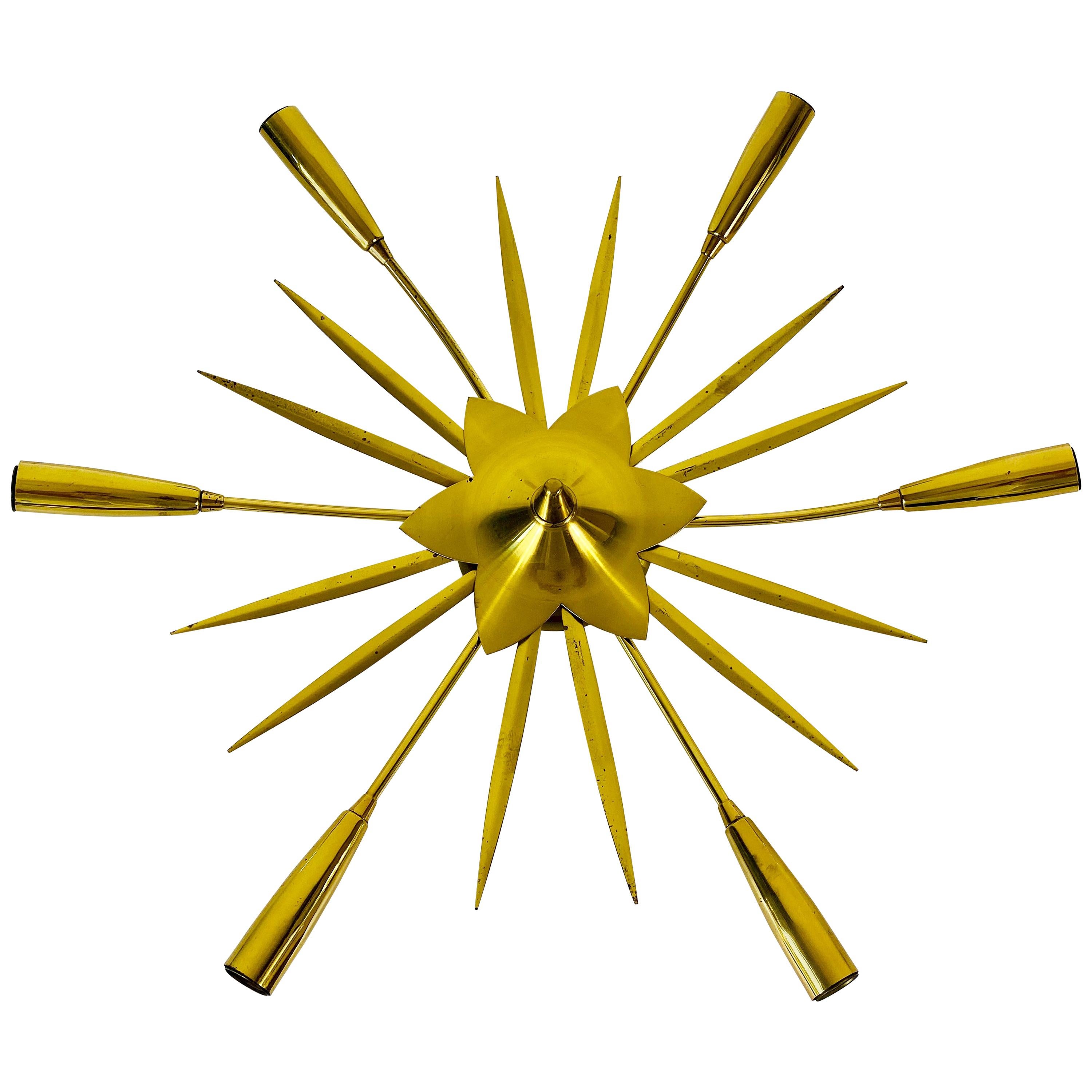 Midcentury Atomic Sputnik Chandelier in Brass at 1stDibs