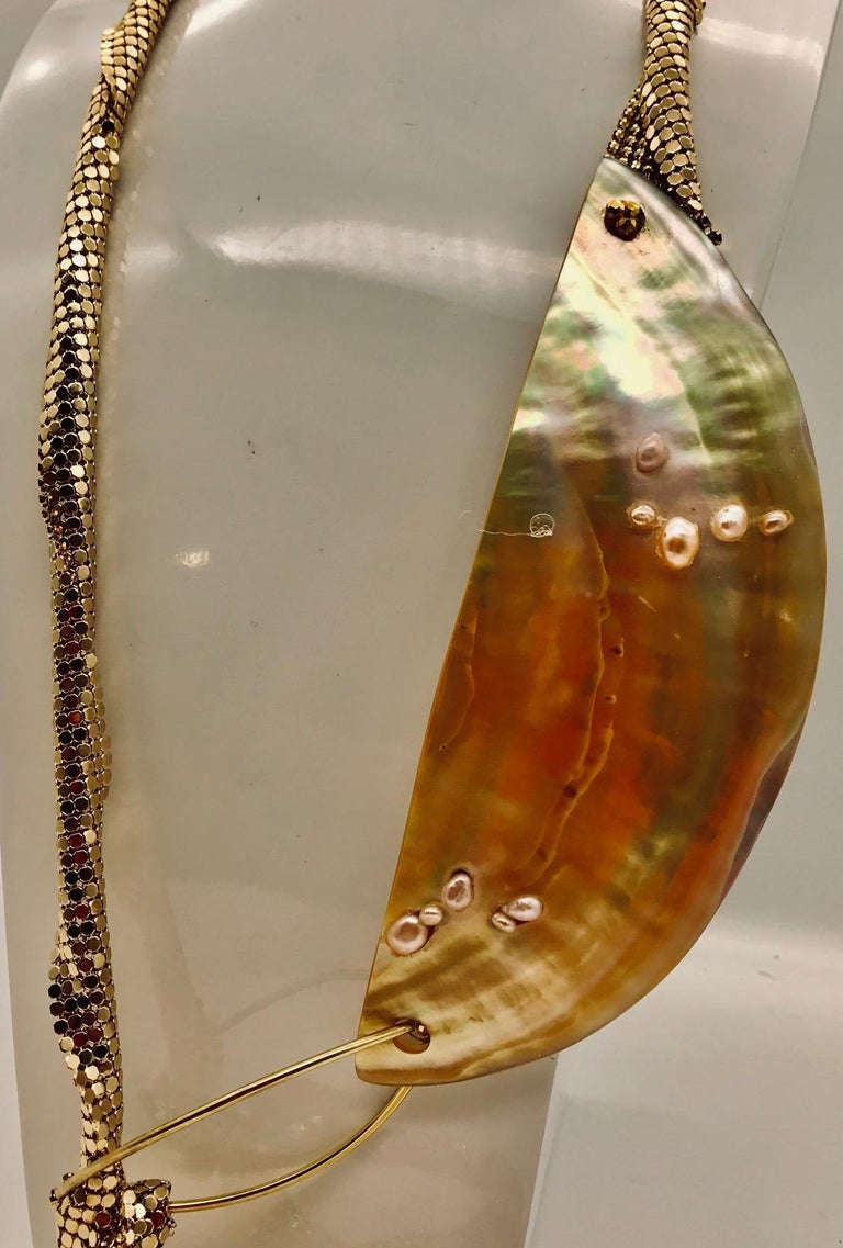Sylvia Gottwald, Extra ,Golden Mother of Pearl Neck/Pendant , Gilded ...