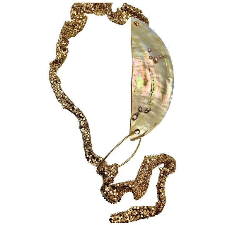 Sylvia Gottwald, Extra ,Golden Mother of Pearl Neck/Pendant , Gilded ...