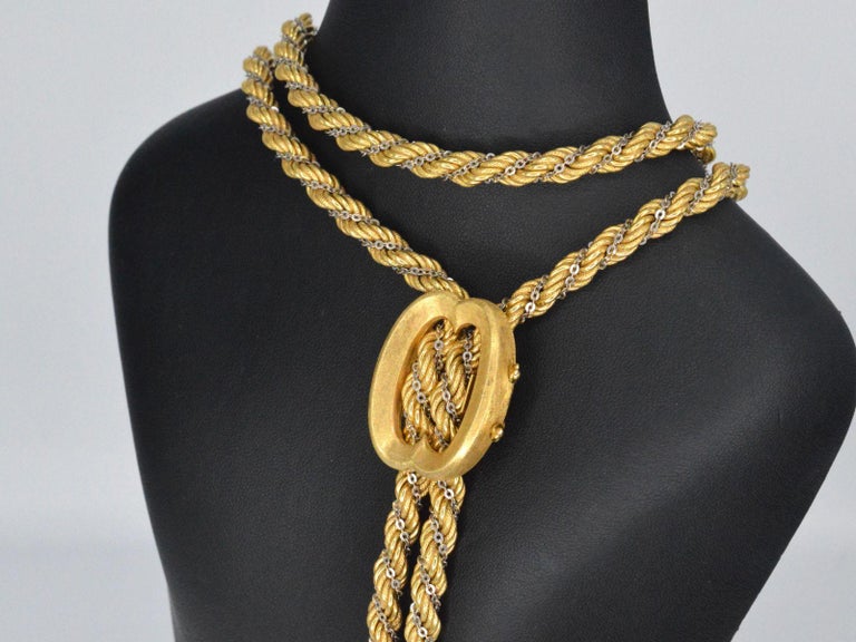 Golden Necklace with a Special Closing Mechanism For Sale at 1stDibs