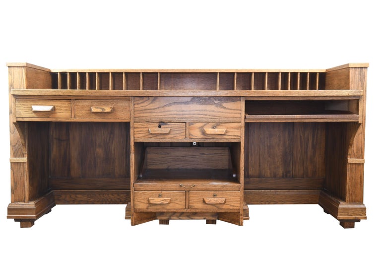 Golden Oak Library Front Desk at 1stDibs