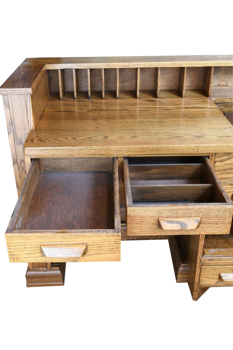 Golden Oak Library Front Desk at 1stDibs