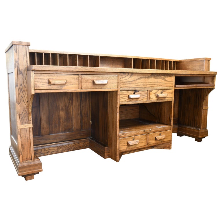 Golden Oak Library Front Desk at 1stDibs