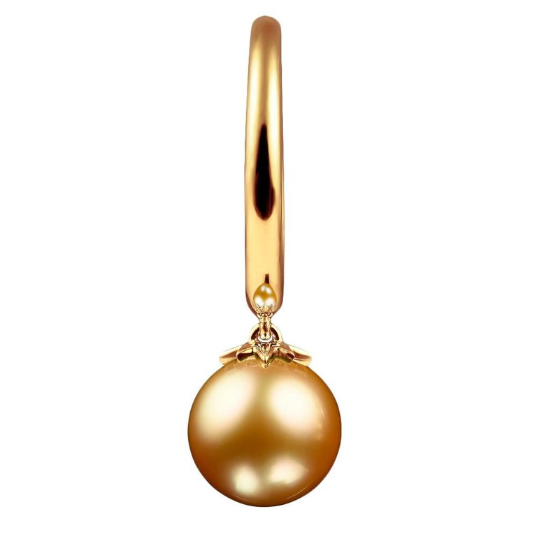 Golden Pearl Dangle Ring Yellow Gold For Sale at 1stDibs