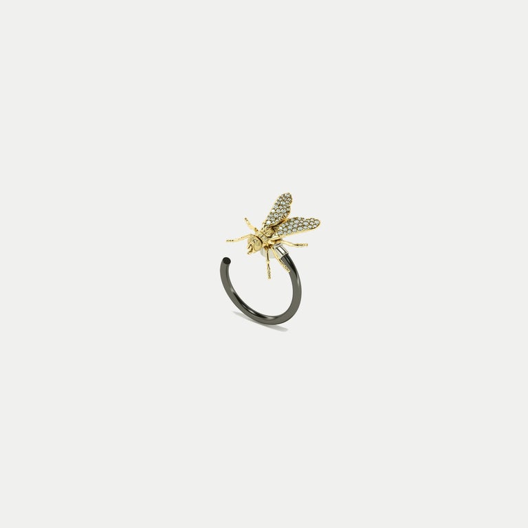 Golden Ring with Removable Diamond Fly, 18k Gold For Sale at 1stDibs