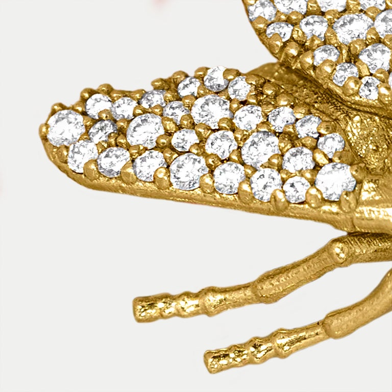 Golden Ring with Removable Diamond Fly, 18k Gold For Sale at 1stDibs