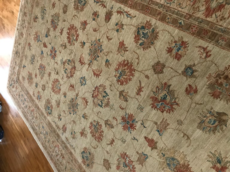 Golden Tan Floral Traditional Area Rug For Sale at 1stDibs